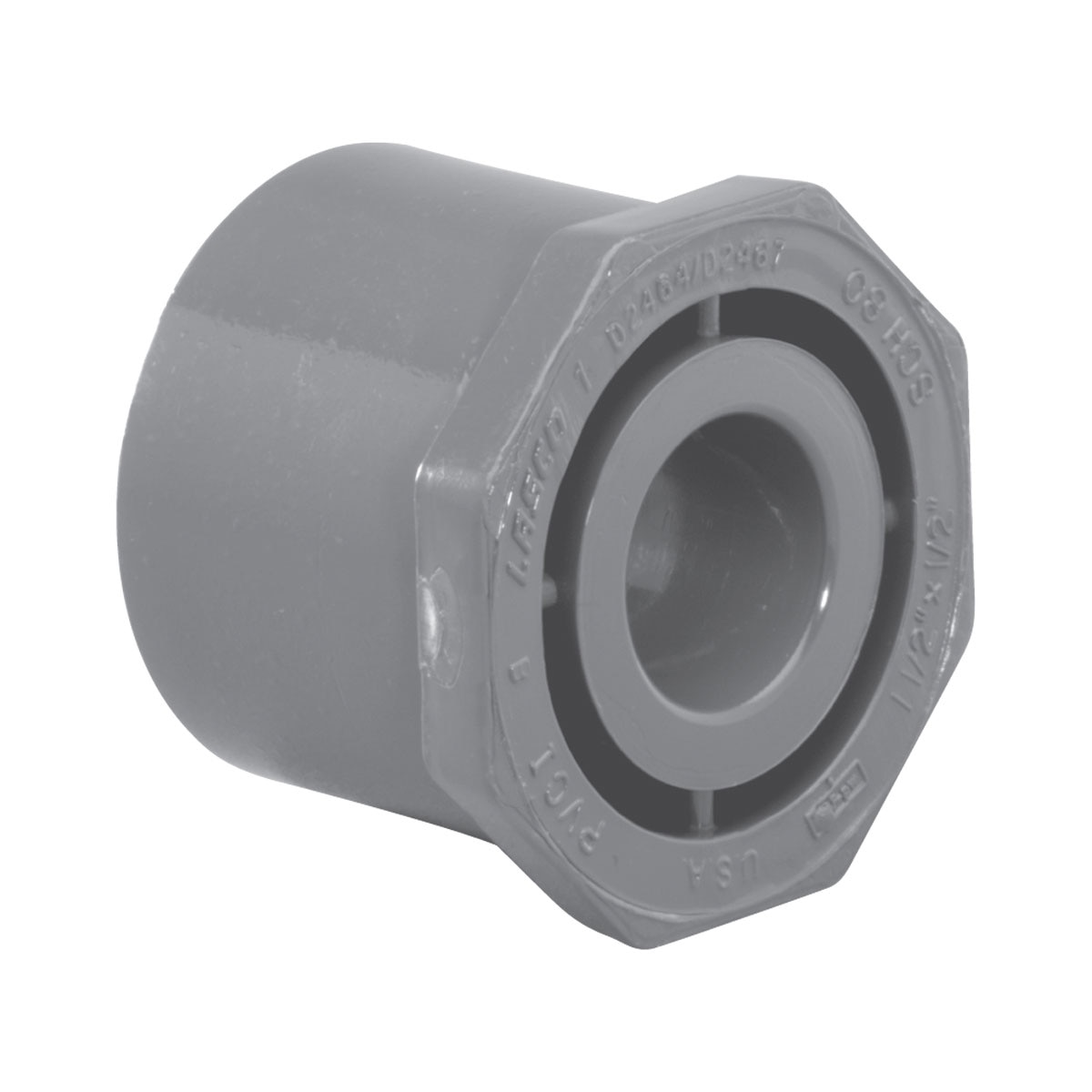 1 1/2" x 1" Reducing Bushing (Spigot x Slip) PVC Schedule 80